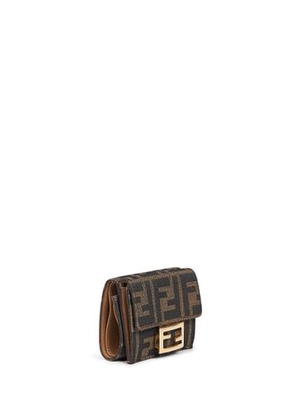 Fendi Womens Wallet Baguette Micro Trifold Brown Polyester & Purses