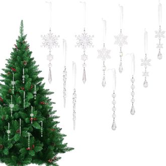 Generic Kleine Weihnachtsornamente | Weihnachtsstimmungszubeh&ouml;r aus Acryl 2D | Tannenbaumschmuck aus transparentem Acryl Schneeflocken | f&uuml;r Partystimmung auf