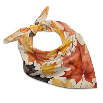 Generic Écharpe carrée en soie dérable dautomne légère et colorée pour cheveux, foulard respirant, cadeau pour homme et femme, multicolore, 46x46cm