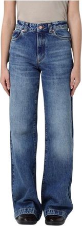 Emporio Armani Jean Droit en Denim de Coton - Femme - Jeans - Bleu - Taille: W32