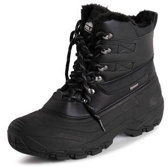 Polar Herren Wasserdicht Au&szlig;ensohle Tiefer Schritt V&ouml;llig Kunstfell Gef&uuml;ttert Winter Dauerhaft Schnee Stiefels - Schwarz Schn&uuml;ren - UK12/EU46 - YC0682