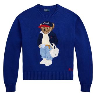 Polo Ralph Lauren Femme, Pulls, Bleu, Taille: 36 FR Polo Bear Cewneck Sweater