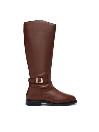 Tommy Hilfiger Stiefel Th Buckle Leather Knee Boot FW0FW09572 Braun