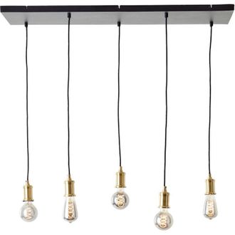 Brilliant Lampe brillante Darcia suspension 5 ampoules m&eacute;tal noir/bois noir 5x A60, E27, 60 w