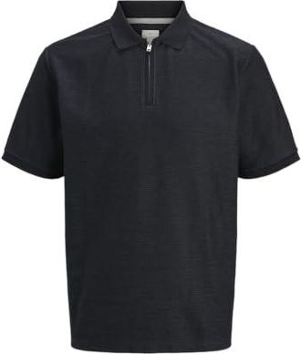 Jack & Jones Jprccronnie SS Zip Polo Pls, Bleu foncé, XXXXL Hommes