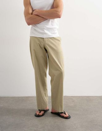 Topman Pantalon large avec lin - Beige-Neutral