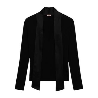 Oltre Femme, Tops, Noir, Taille: 40 FR T-shirt avec &eacute;charpe en satin