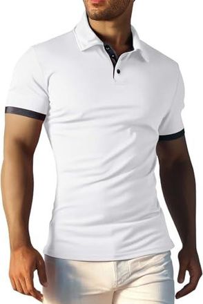 Generic Polo &agrave; manches courtes pour homme - Respirant - Polo de golf pour homme - T-shirt d&eacute;t&eacute; - Basique - Coupe ajust&eacute;e - Avec poche de poitrine - Polo uni -