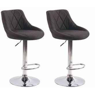 Clp Lot de 2 tabourets de bar Lazio tissu Gris fonc&eacute;