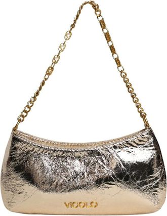 Vicolo Femme, Sacs, Jaune, Taille: ONE Size Metallic Faux Leather Half-Moon Bag