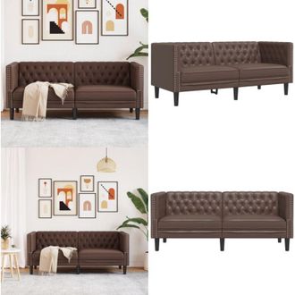 vidaXL Chesterfield-Sofa 2-Sitzer Braun Kunstleder - Vidaxl