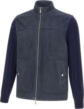 Eleventy Homme, Vestes, Bleu, Taille: XL Leather Vestes