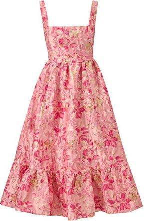Adrianna Papell Abendkleid Jacquard Flounce Midi Dress H&uuml;bsches und romantisches Kleid in Kniel&auml;nge