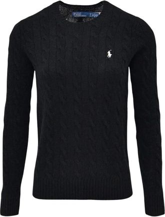 Polo Ralph Lauren Femme, Pulls, Noir, Taille: 44 FR Maglia girocollo a treccia in lana e cashmere