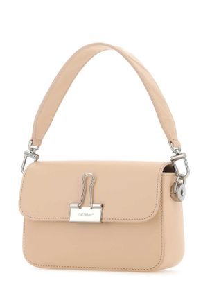 Off-white Womens Light Pink Leather Small Plain Binder Handbag Peachorange Borse A Mano Bag