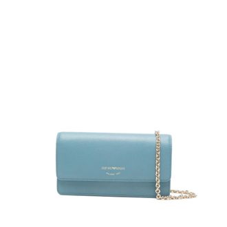 Emporio Armani Leather Wallet On Chain - - Accessories - Damen - Blau - ONE SIZE