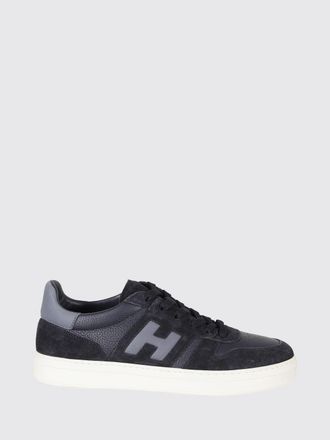 Hogan Baskets H668 bicolores en cuir de veau martel&eacute; et su&eacute;d&eacute;
