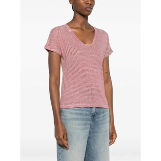 Aragona Cotton-Linen Striped T-Shirt - Red