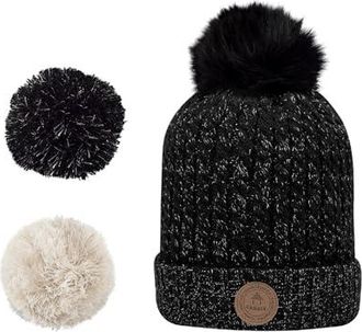 Cabaia CABAIA - Bonnet Femme et Homme avec 3 Pompons Interchangeables - Design Français - Systéme aimantée pour Un Ajustement Adapté - Collection Hiver - Mod