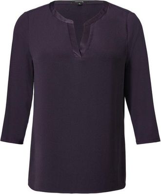 Comma 3/4-Arm-Shirt T-Shirt Shirt mit Satinblende im Fabricmix