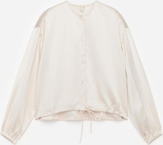 Arket Satinbluse Mit Volumin&ouml;sen &Auml;rmeln -Wei&szlig;