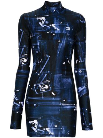 Coperni robe courte &agrave; imprim&eacute; X-Ray - Bleu