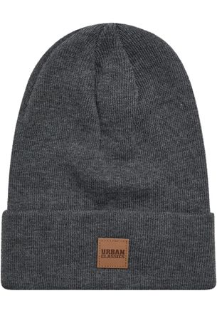 Urban Classics Unisex Leatherpatch Long Beanie Strickm TZE, Charcoal, Einheitsgr&ouml;&szlig;e EU