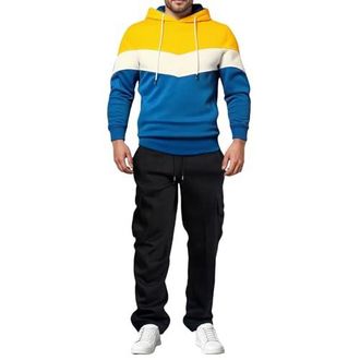 Generic Survêtement 2 pièces pour homme - Ensemble de survêtement à capuche et jogging - Tenue décontractée pour le sport de plein air - Survêtement dautomne 