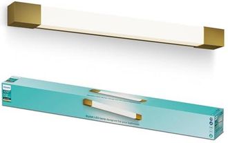 Philips Rover LED Spiegelleuchte quadratisch, ideal geeignet f&uuml;r das Badezimmer, 10 W, 1500 lm, 2700 K, Messing, IP44, wasserfest, Gold