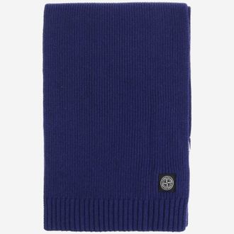Stone Island Boys Wool Blend Scarf With Logo Navy Scarfs