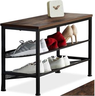 TecTake Rangement Chaussures 75,5 x 30,5 x 45,5 cm, Style Industriel, Meuble Chaussure 2 &eacute;tag&egrave;res grillag&eacute;es, Meuble Chaussure Entree Dressing, Chambre Etager