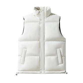 Generic Veste dhiver surdimensionn&eacute;e sans manches pour homme, d&eacute;contract&eacute;e, l&eacute;g&egrave;re, multicolore, col montant, chaud, avec poches, blanc, 8XL