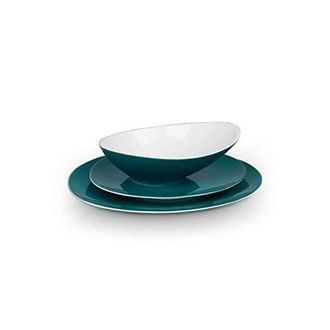 Medard De Noblat M&Eacute;DARD DE NOBLAT - Service de vaisselle 18 assiettes - Sven - Porcelaine - Lot de 18 assiettes - Bleu