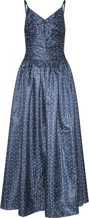 Silvian Heach Femme, Robes, Bleu, Taille: 38 FR Long Graphic-Print Dress with Thin Straps