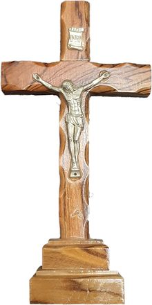Jerusalem Sandals Olivenholz-Kruzifix auf Ständer, 12,7 cm, von Bethehem