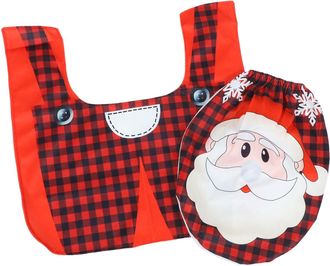 NUOBESTY Wc Sitzschutz Weihnachten 2 St&uuml;ck Toilettenmatte und Toilettendeckel Bezug Vliesstoff Standardgr&ouml;&szlig;e Hygienisch Leicht zu Reinigen Badezimmerdeko