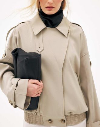 NA-KD Trench-coat style bomber - Beige-Neutral
