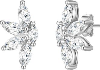 Glanzst&uuml;cke M&uuml;nchen Ohrringe - Sterling Silber Ohrstecker Zirkonia Blume - Gr. unisize - in Silber - f&uuml;r Damen