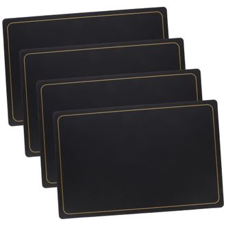 SOLUSTRE 4 Stück Teiliges PU Tischset rutschfest Hitzebeständig Wasserabweisend Platzdeckchen für Esstisch Leicht zu Reinigen Schwarzes Design