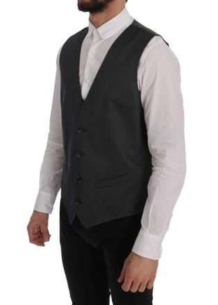 Dolce & Gabbana Mens Gray Staff Cotton Rayon Vest Clothing