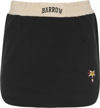 Barrow Barrow, Femme, Jupes, Noir, Taille: 40 FR Gonna logo vita elasticizzata