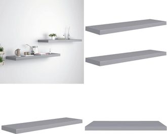 vidaXL Schwebende Wandregale 2 Stk. Grau 90x23,5x3,8cm mdf - Wandregal - Schwebende Regale - Grau - Wohnraumdeko - M&ouml;bel - Home & Living