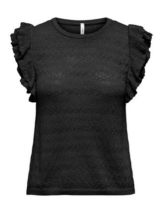 Only Onlaga SL Glitter O-Neck Top KNT, Noir, S Femmes