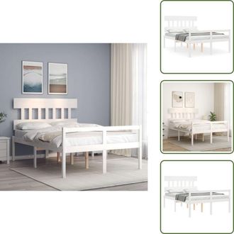vidaXL Seniorenbett mit Kopfteil 140x200 cm Wei&szlig; Massivholz - Seniorenbett - Massivholzbette - Kiefernholzbett - Doppelbett - Wei&szlig;es Bett