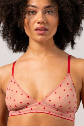 Understatement Damen vegan Bralette Mesh Triangle Blassrosa/Tiefrot