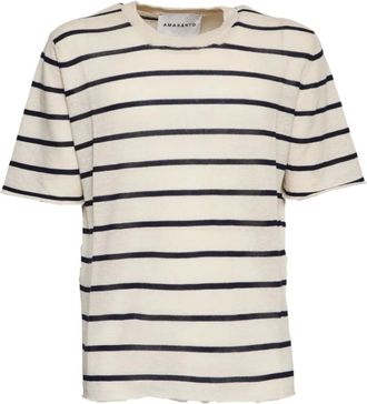 Amaranto Amar&aacute;nto, Homme, Tops, Multicolore, Taille: L T-shirt &agrave; Col Rond Ray&eacute;