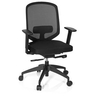 hjh OFFICE 657615 Profi Bürostuhl Delight PRO Stoff Schwarz Drehstuhl ergonomisch, Sitztiefe verstellbar, Netzrücken