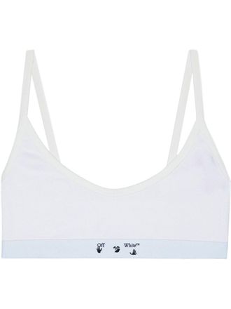 Off-white soutien-gorge nervur&eacute; &agrave; bande logo - Blanc