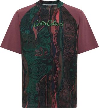Carlo Colucci Homme, Tops, Rouge, Taille: XL T-Shirt Retro Vibes