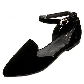 Smilice Sandales plates tendance à bout fermé pour femme, Noir, 45 EU